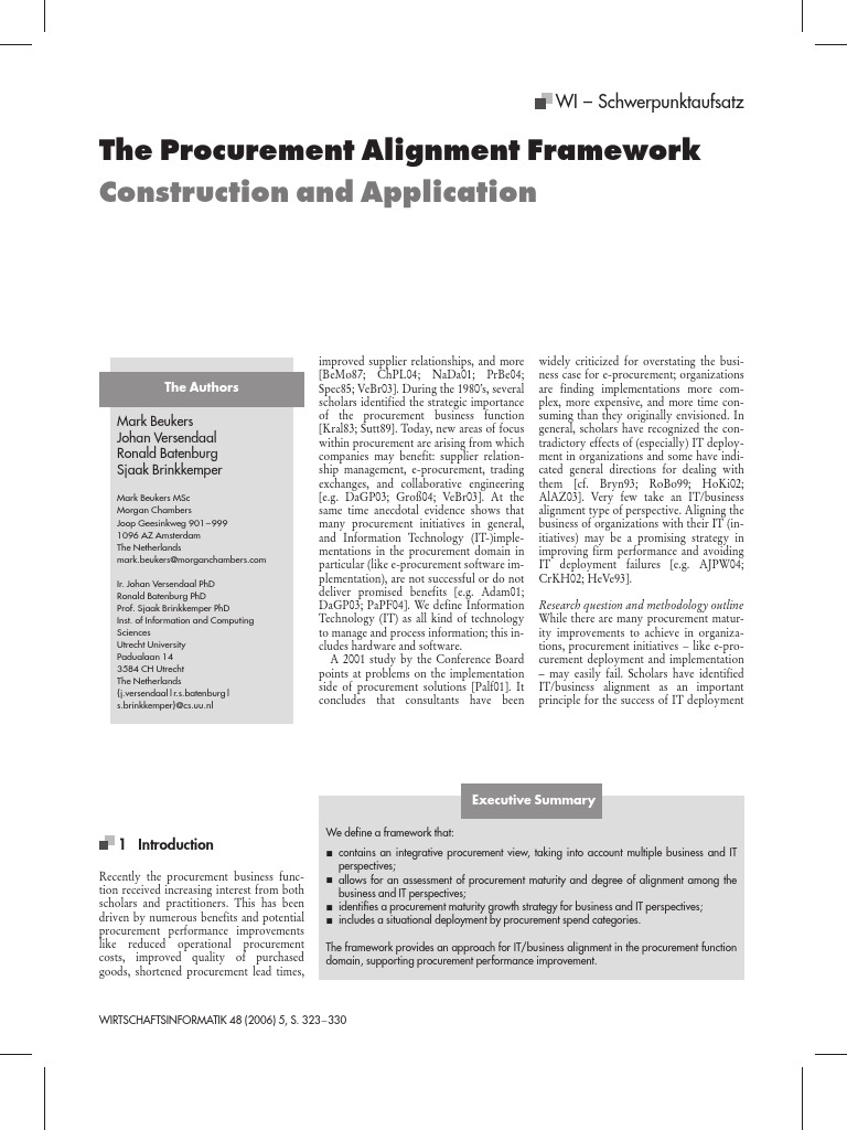 The Procurement Alignment Framework | PDF | Procurement | Strategic ...