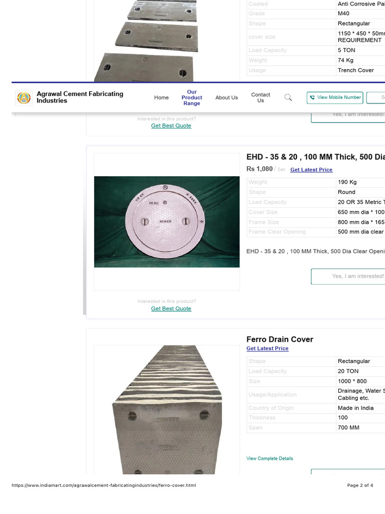 Ferro Concrete Drain Slabs Manufacturer | PDF | Concrete | Reinforced ...