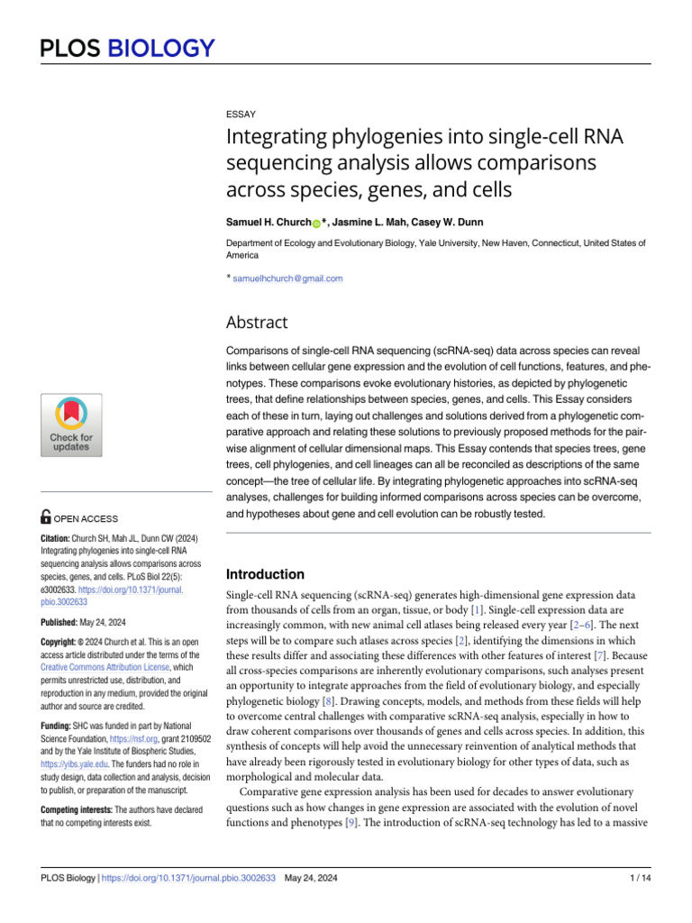 Journal Pbio 3002633 | PDF | Phylogenetic Tree | Evolution
