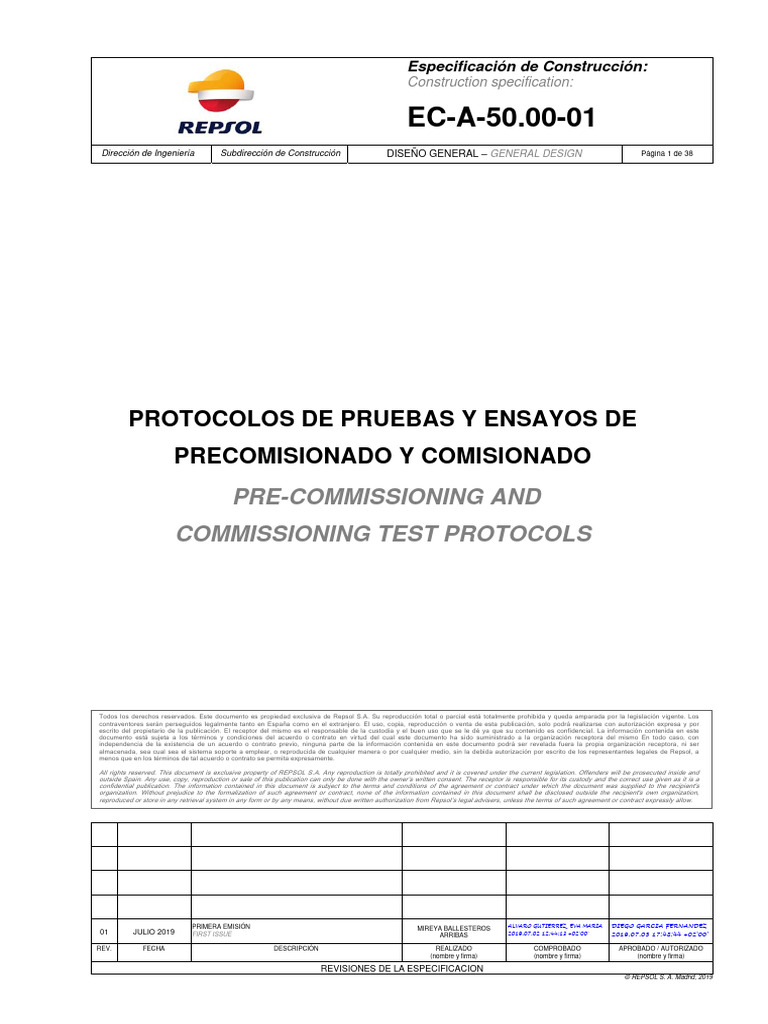 Protocolos de Pruebas y Ensayos Repsol | PDF | Ingenieria Eléctrica | Electricidad