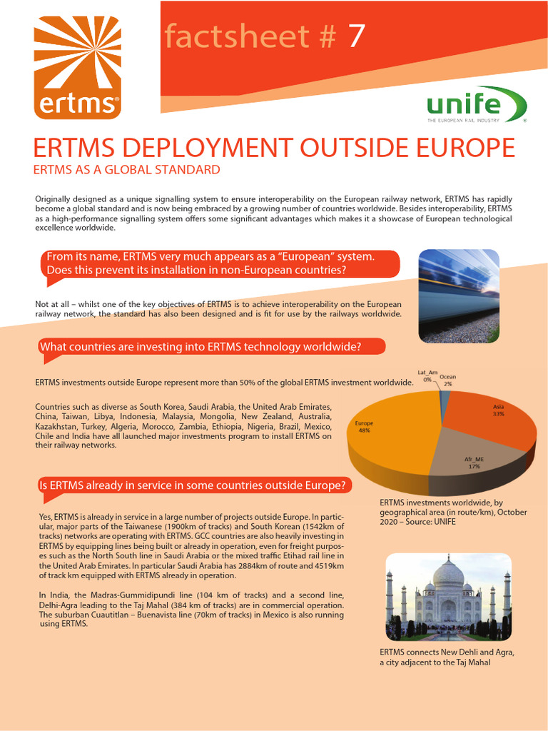 ERTMS Deployment Outside Europe | PDF | Rail Transport | High Speed Rail