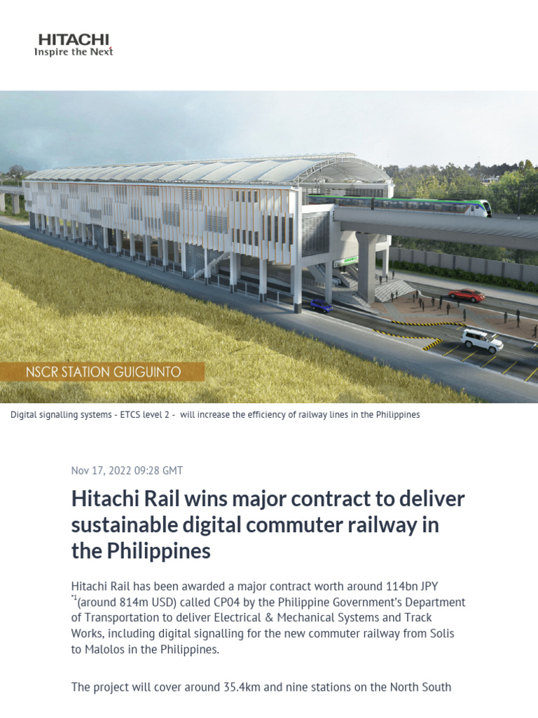 Hitachi Rail Wins Major Contract To Deliver Sustainable Digital ...