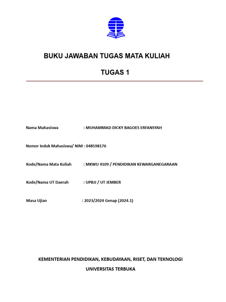 BJT - 048598176 - PENDIDIKAN KEWARGANEGARAAN - MKWU 4109 | PDF