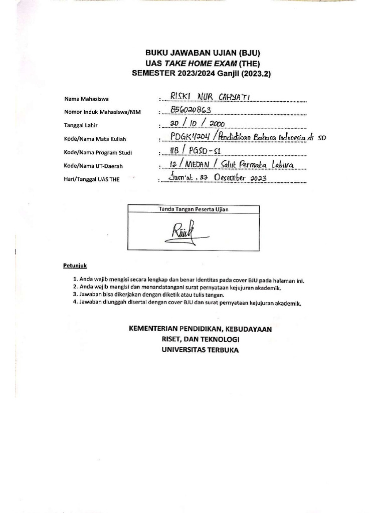 THE Pendidikan Bahasa Indonesia Di SD Riski Nur Cahyati - Compressed | PDF