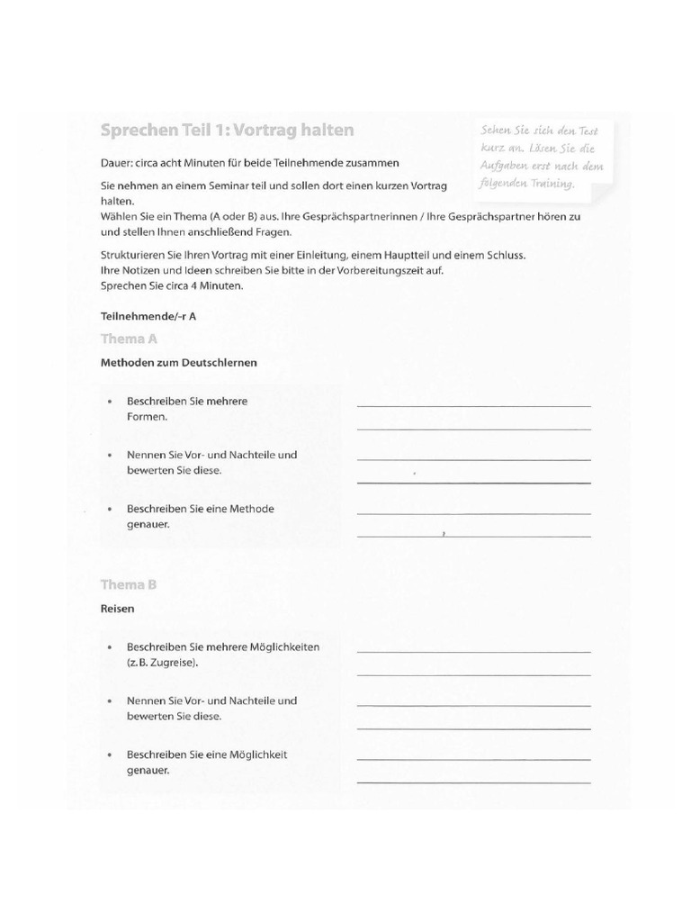 Sprechen B2 Goethe BSP U. Redemittel | PDF