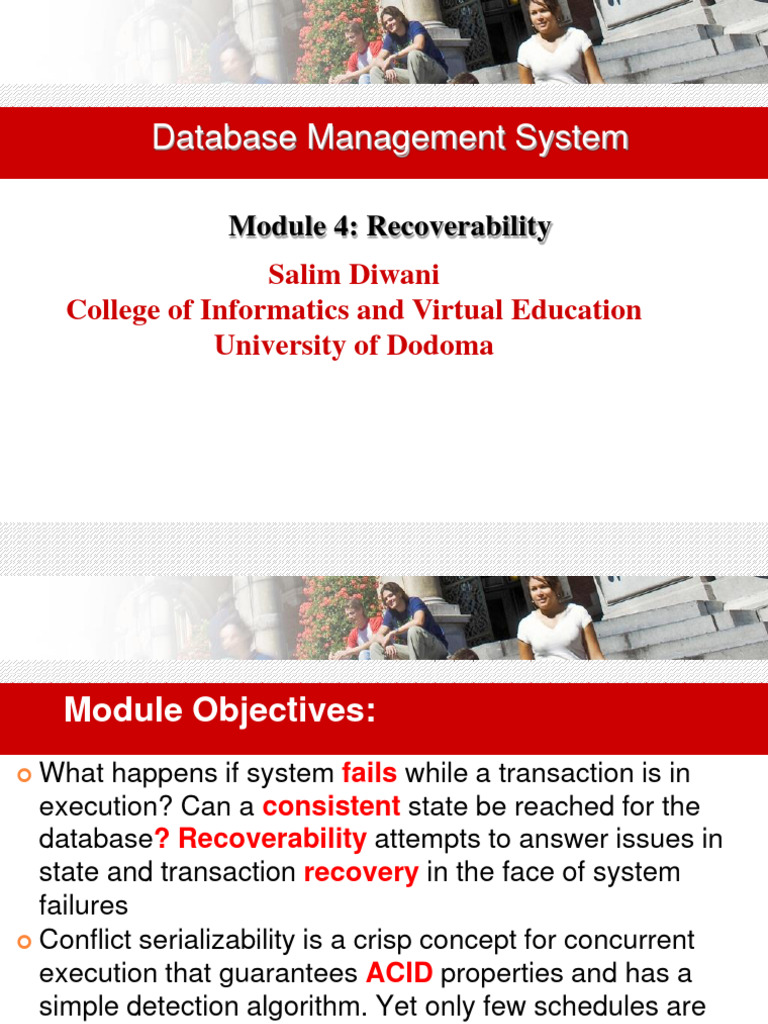 Diwani MODULE 04 Recoverability. | PDF | Database Transaction | Information Technology Management