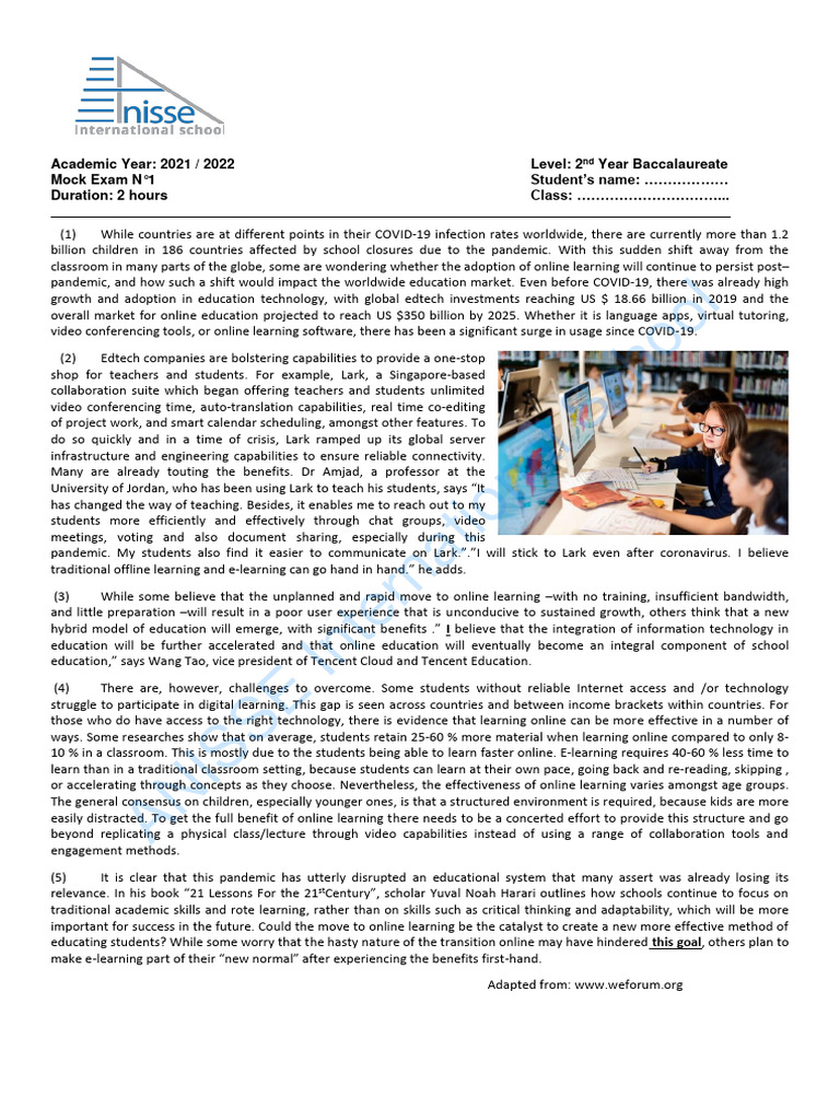 Ais 2122 2bac Eb1 Anglais | PDF | Educational Technology | Computing