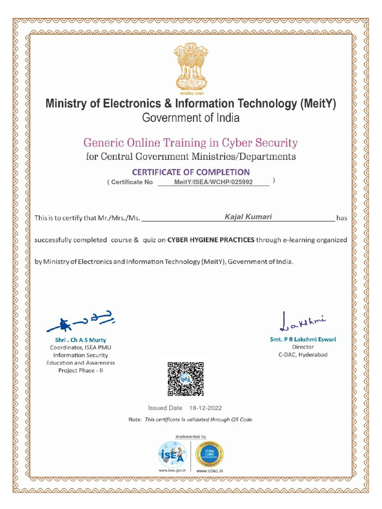 Cyber Security Certificate | PDF