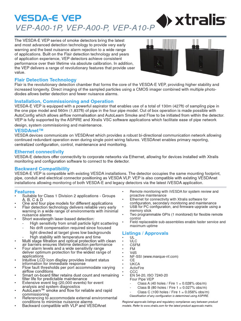 13 VESDA-E VEP TDS A4 IE Lores | PDF | Equipment | Electronics