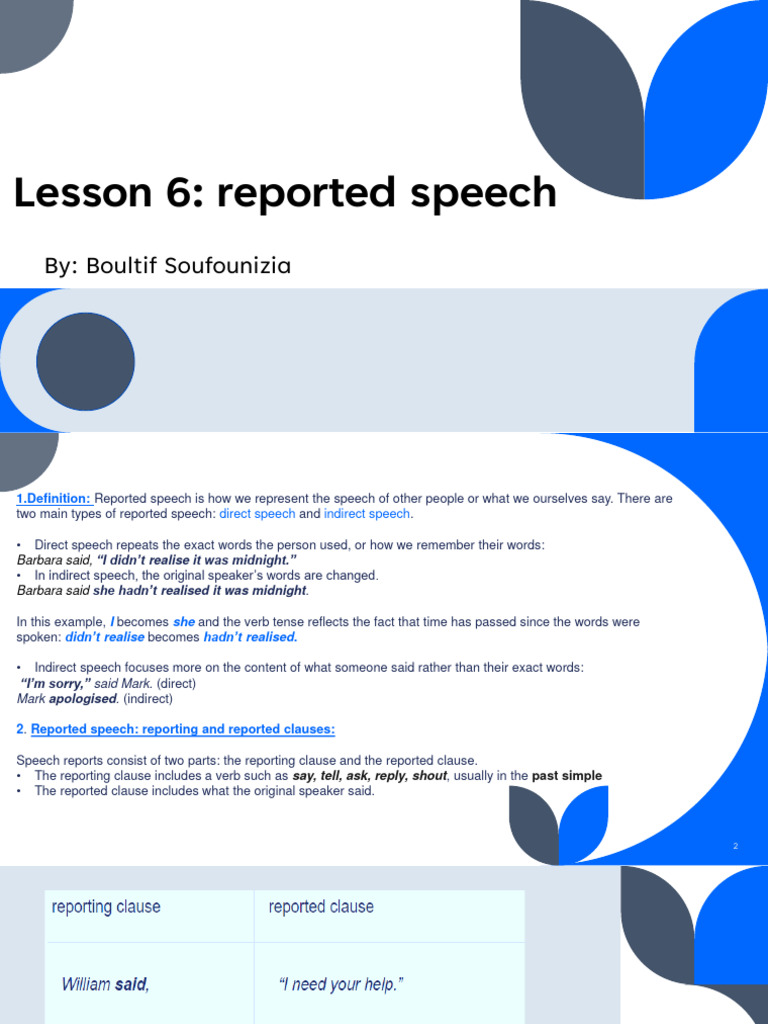6.reported Speech | PDF | Grammatical Tense | Language Mechanics