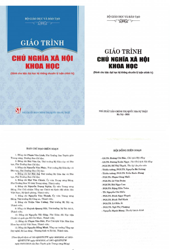 Giao Trinh Chu Nghia Xa Hoi Khoa Hoc 2021 | PDF