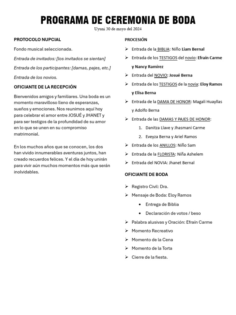 Protocolo Nupcial - 124529 | PDF | Boda | Amor