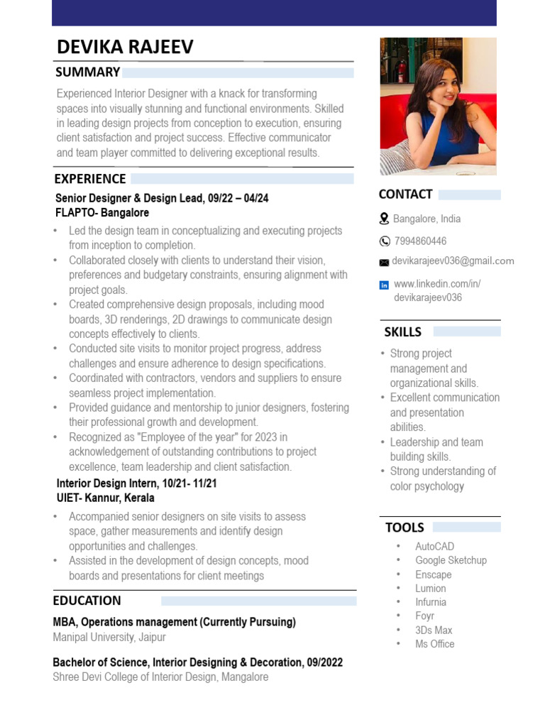 Devika Rajeev - Resume | PDF | Leadership | Business