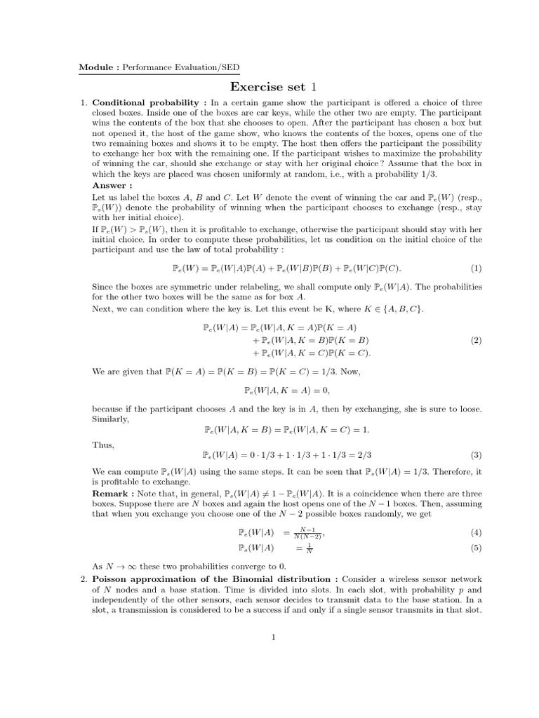Corriges Ex Set 1 | PDF | Poisson Distribution | Teaching Mathematics