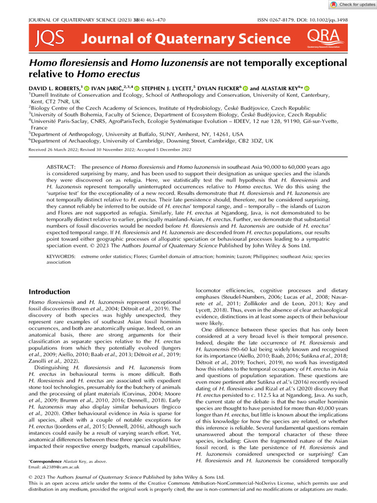 Homo floresiensis and luzonensis Timing Analysis | PDF | Homo | Human ...