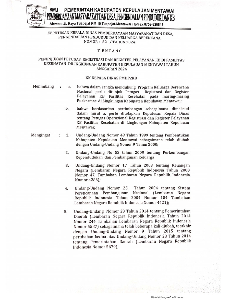 SK Register Pelayanan | PDF