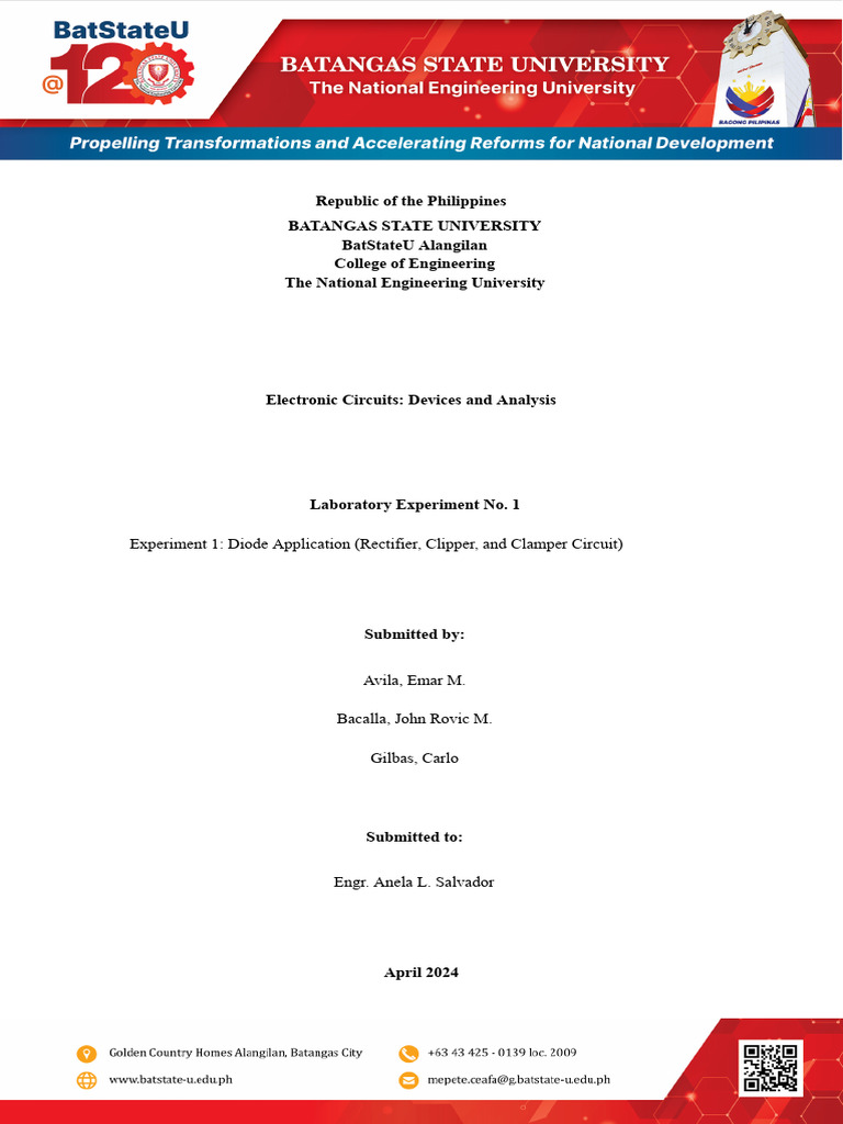 Laboratory Report No. 1 | PDF | Rectifier | Diode