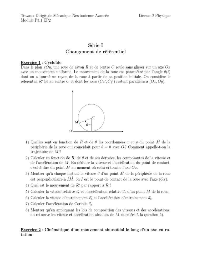 Changement de Référentiel en Mécanique | PDF | Accélération ...