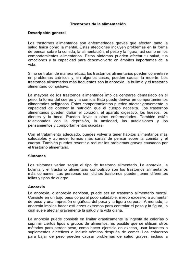 Trastornos de la alimentación | Descargar gratis PDF | Bulimia nerviosa ...
