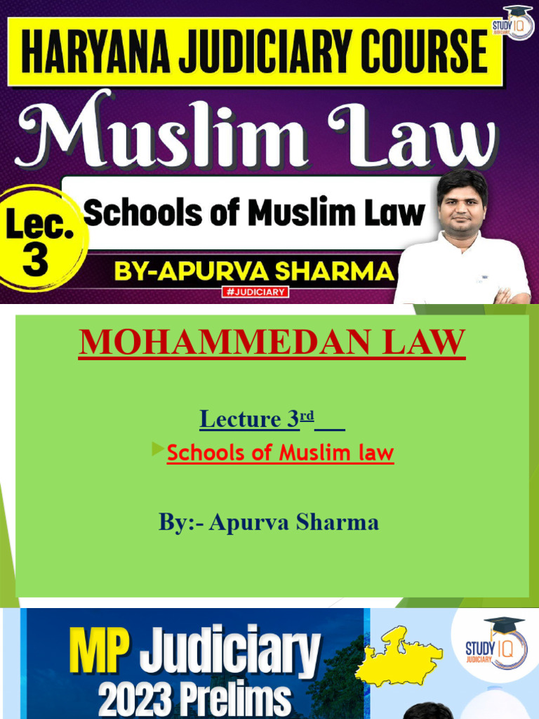 Schools of Muslim Law Lecture - 3 | PDF | Sharia | Quran