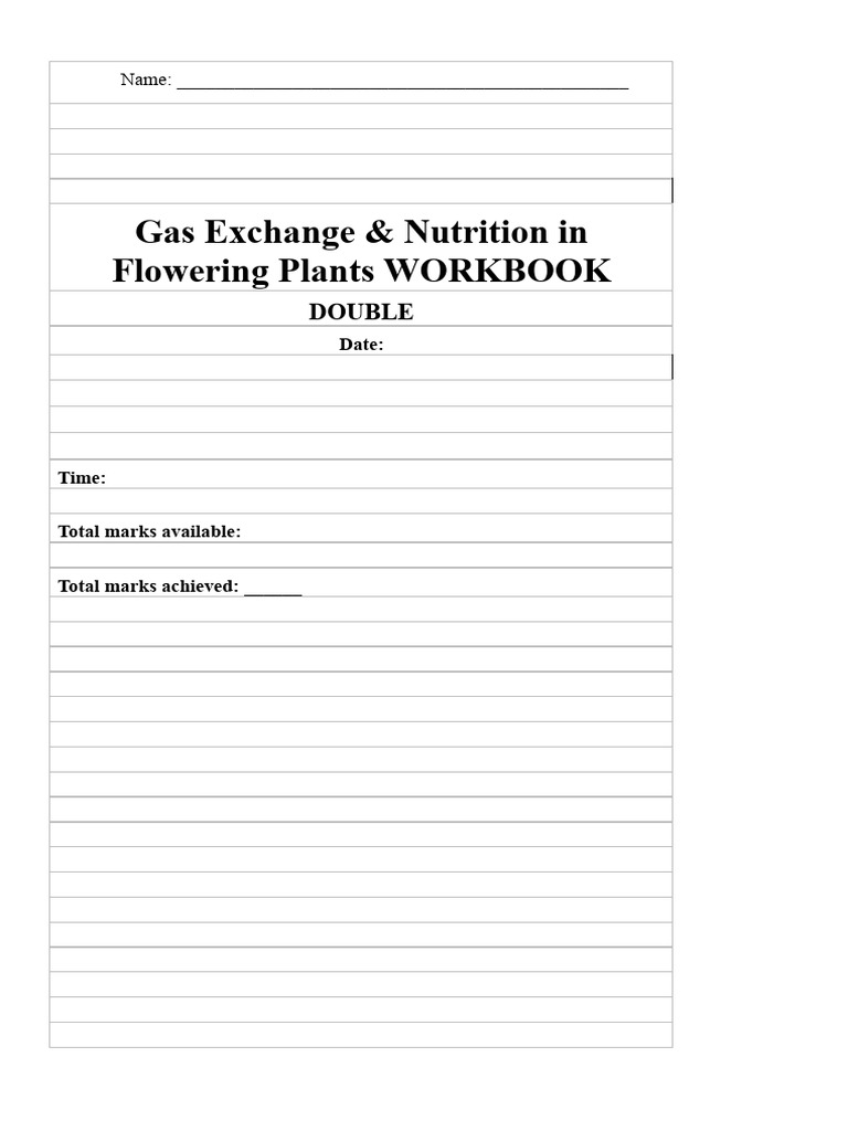 Gas Exchange & Nutrition in Plants Workbook | PDF | Leaf | Excretion