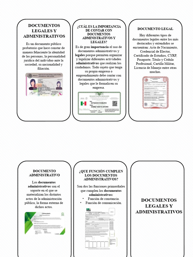 Triptico Documentos Legales y Administrativos 2 | PDF