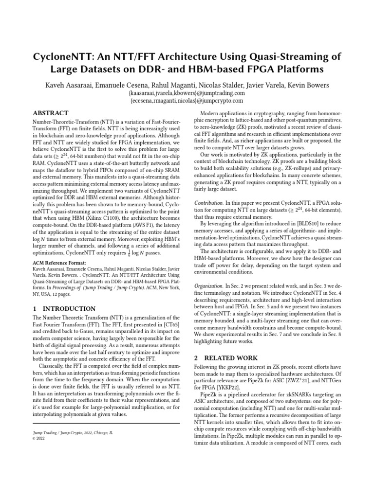 CycloneNTT: Optimizing NTT for FPGA | PDF | Discrete Fourier Transform ...