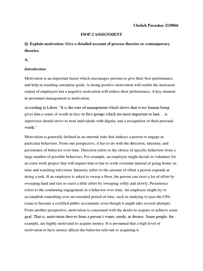 fiop motivation assignment | Download Free PDF | Goal | Motivation
