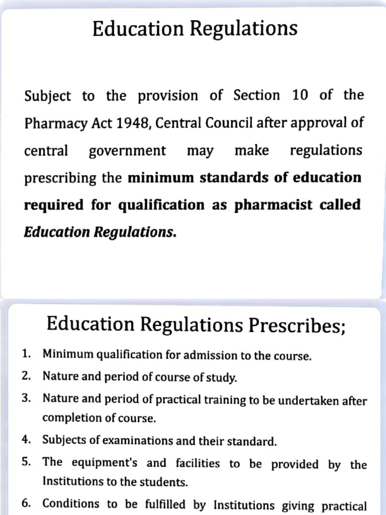 Education Regulations | PDF | Pharmacist | Pharmacy