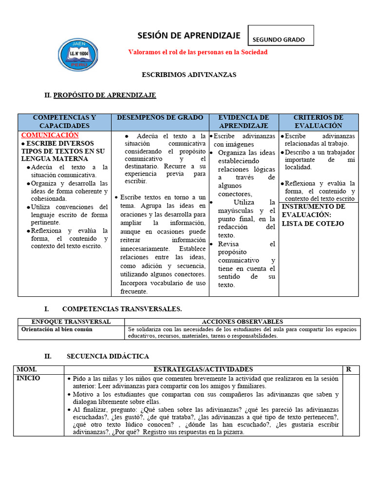 Escribimos Adivinanzas Imprimir | PDF | Evaluación | Aprendizaje