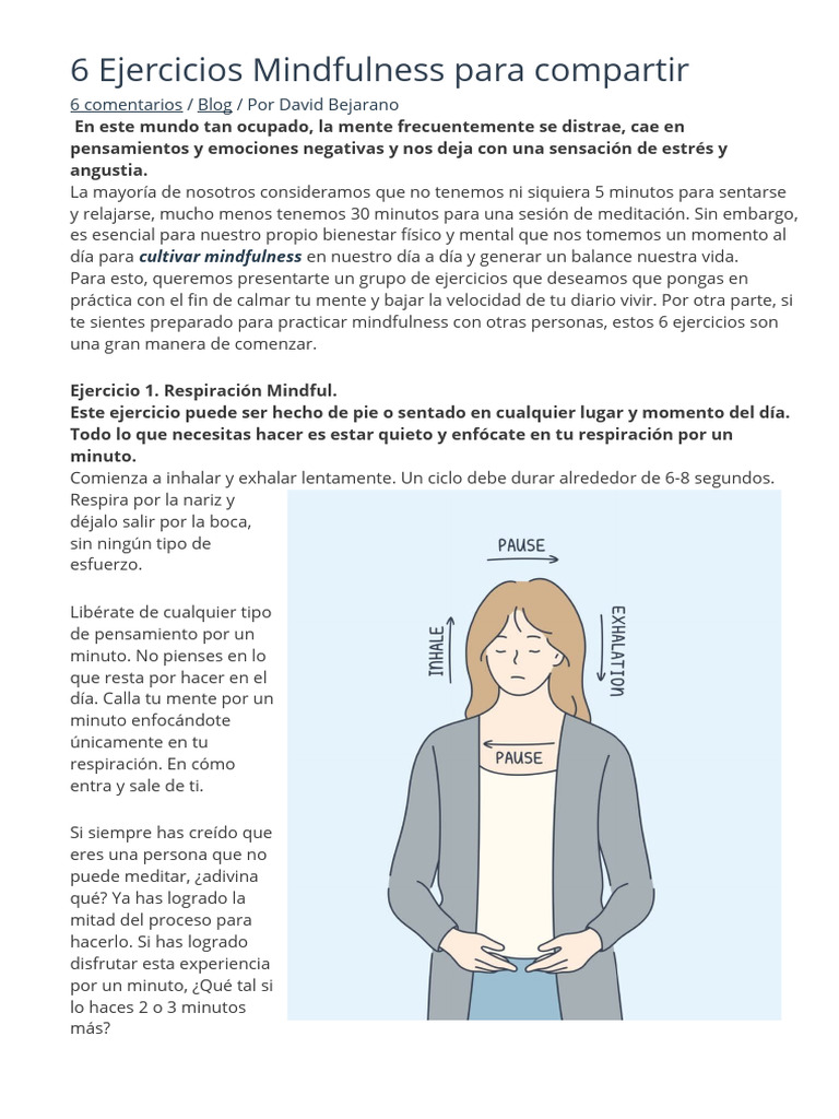 6 Ejercicios Mindfulness para Compartir | PDF | Mente | Pensamiento