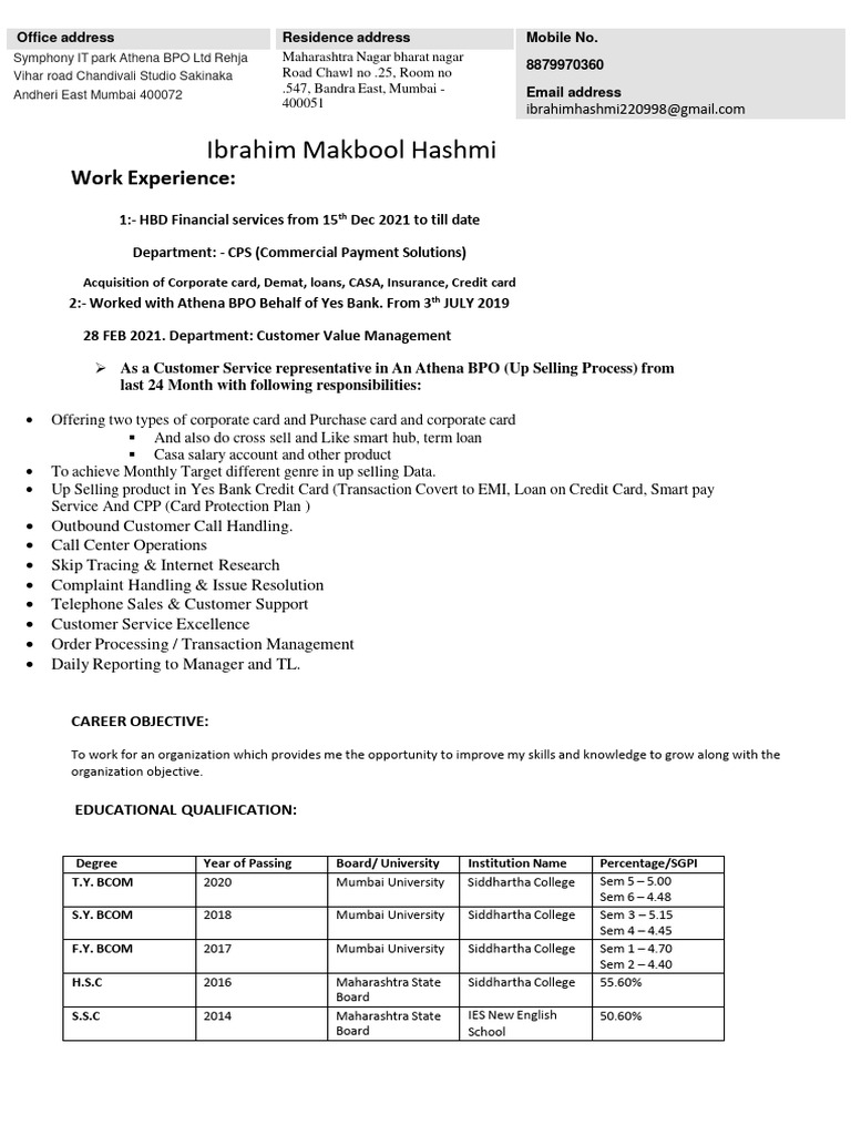 Ibrahim Hashmi - Mumbai | PDF | Credit Card | Mumbai