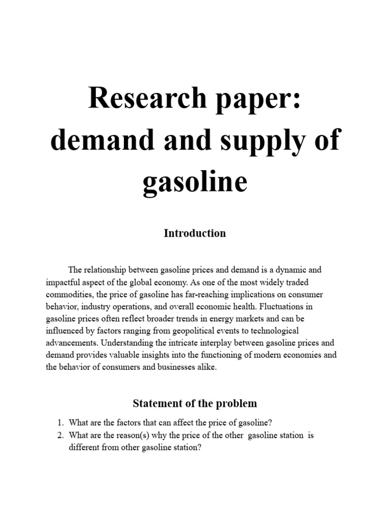 Gasoline Price Dynamics and Demand Factors | PDF | Prices | Gasoline ...