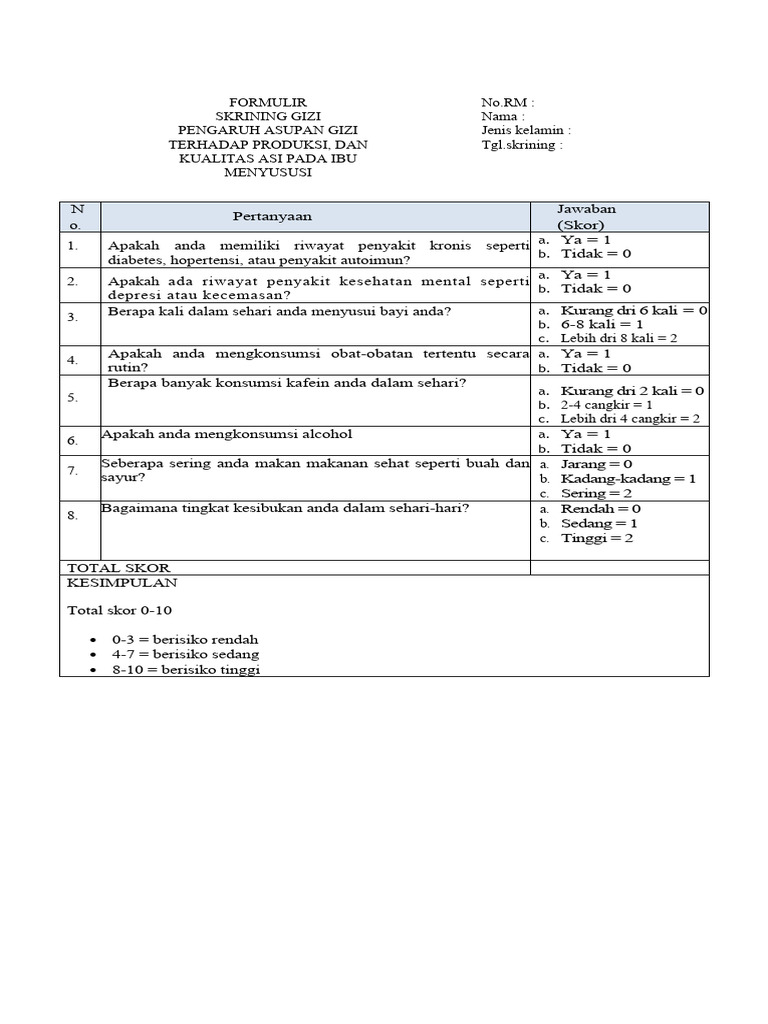 Form Skrining Ibu Menyusui by Angga | PDF | Kesehatan Holistik