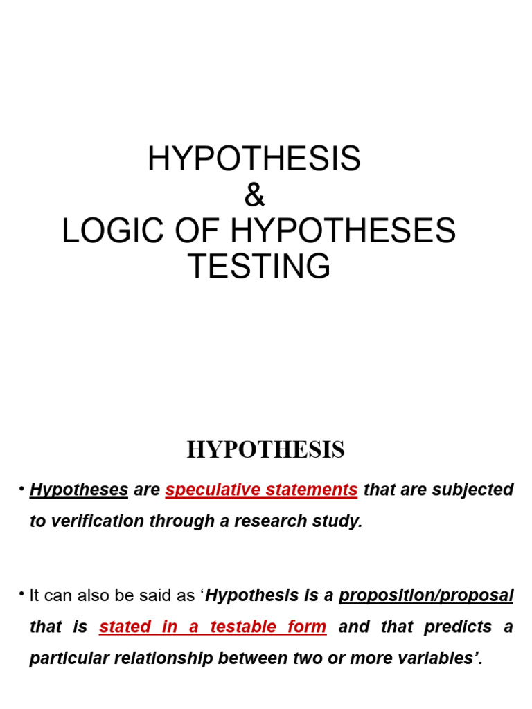 Logic of Hypothesis Testing Explained | PDF | Statistical Hypothesis ...