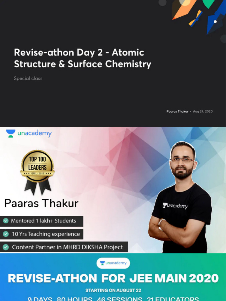 Reviseathon Day 2 Atomic Structure Surface Chemistry No Anno | PDF