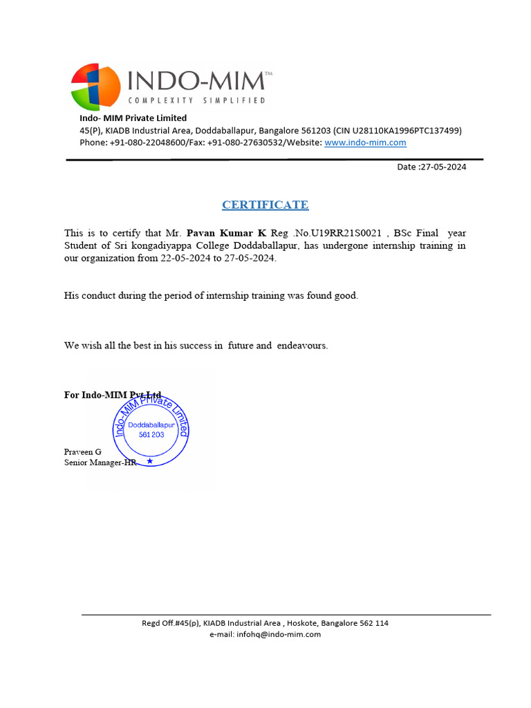 Indo Mim PVT LTD | PDF | Business
