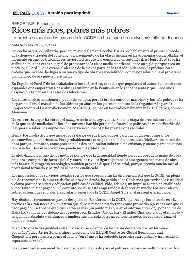 Ricos Mas Ricos Pobres Mas Pobres Tema | PDF | Desigualdad económica | Discriminación y ...