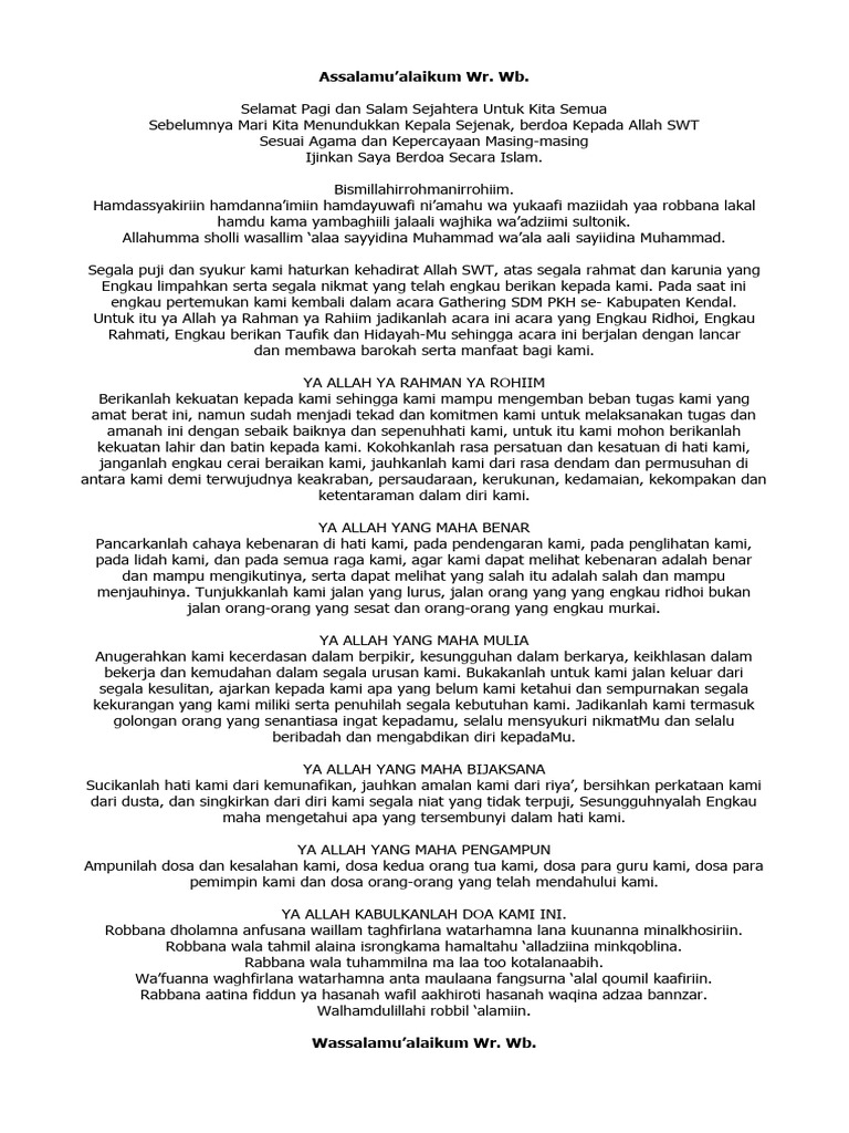 Doa Pembuka Acara Gathering | PDF