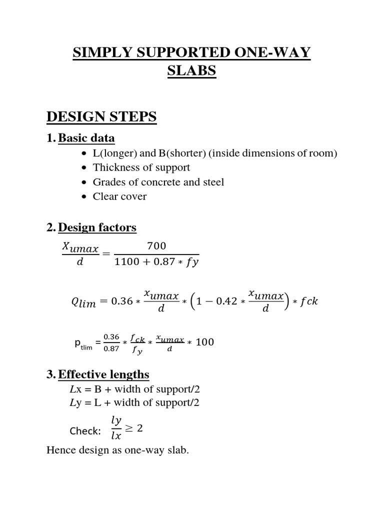Design Steps For Simply Supported One-Way Slabs | PDF | Structural ... Design Steps For Simply Supported One-Way Slabs | PDF | Structural ...