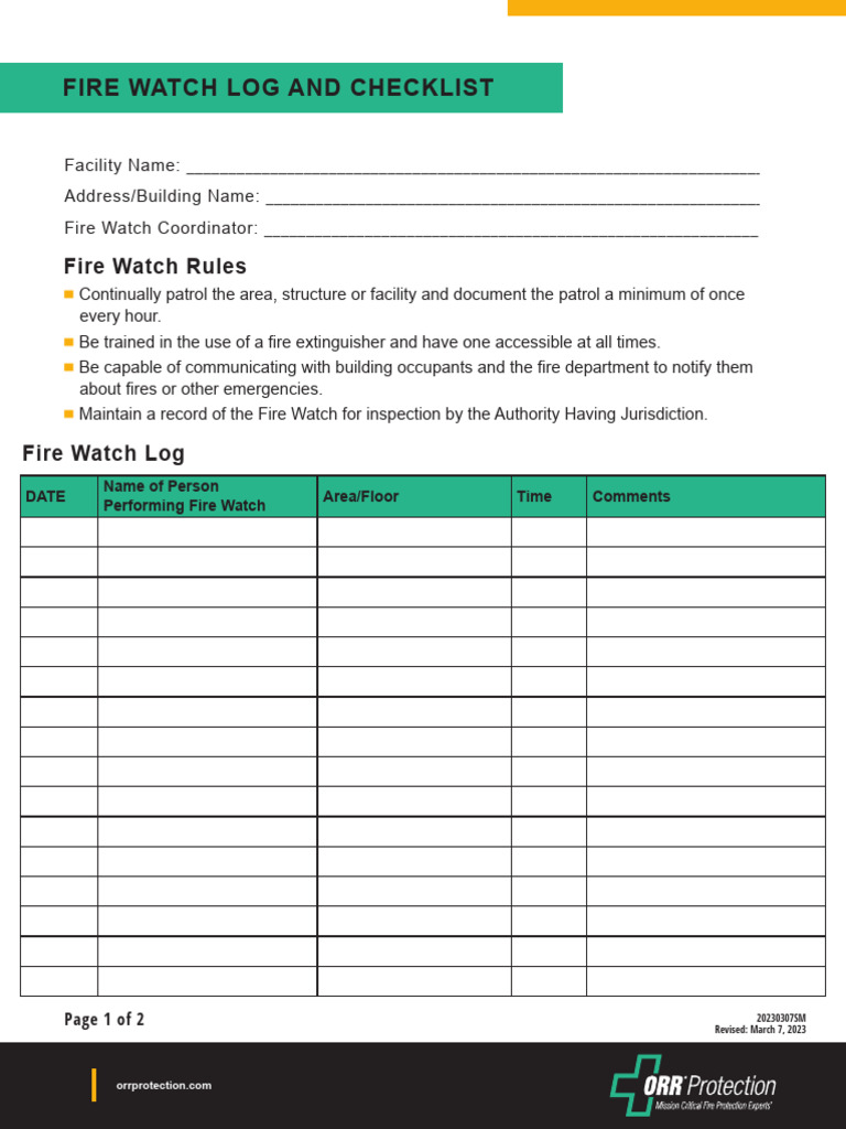 OPS - Fire Watch Log - 042318 | PDF | Fires | Firefighting