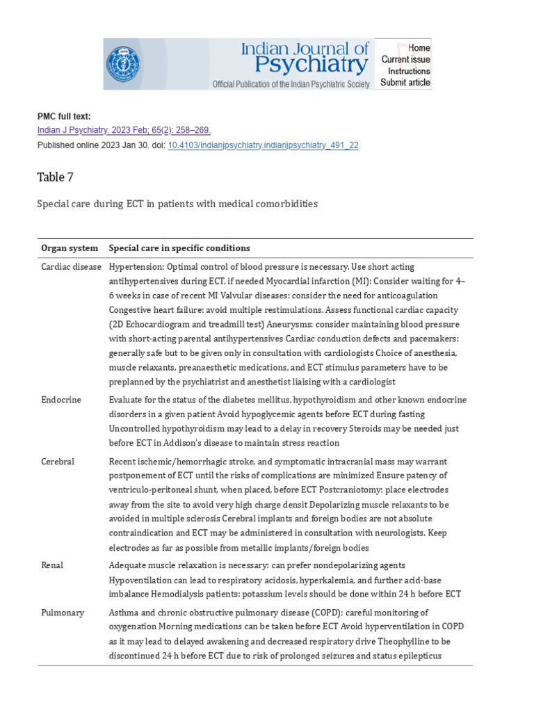 Table - PMC 2 | PDF | Electroconvulsive Therapy | Cardiology