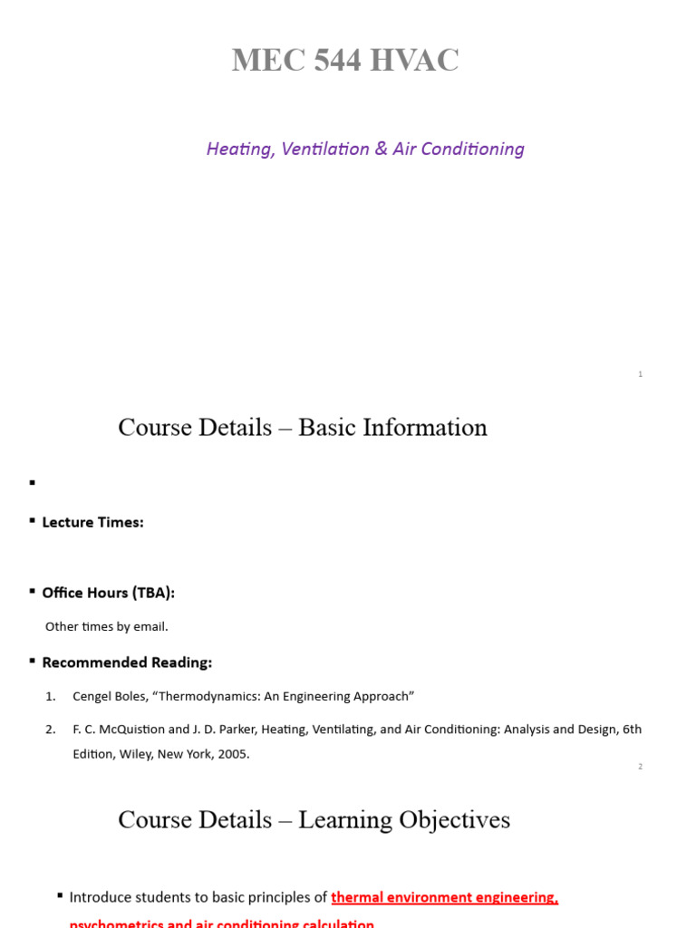 HVAC Course Overview and Principles | PDF | Heat | Thermodynamics
