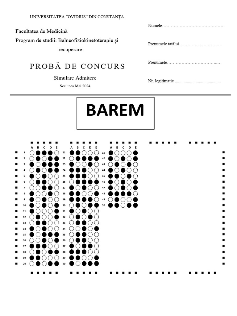 Barem Simulare BFKT 2024 | PDF
