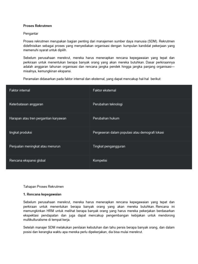 Proses Rekrutmen dan Strategi SDM Efektif | PDF