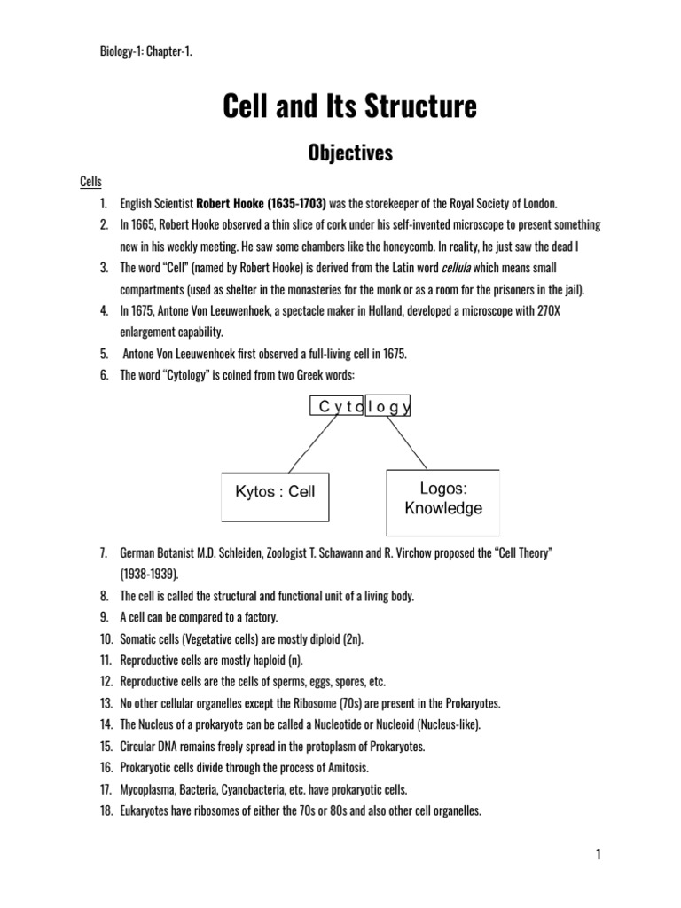 Biology - 1 - Chapter 1 (Cell) | PDF | Cell (Biology) | Cell Wall