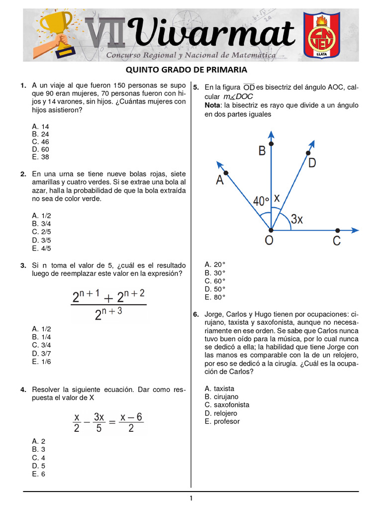 5to Grado de Primaria | PDF