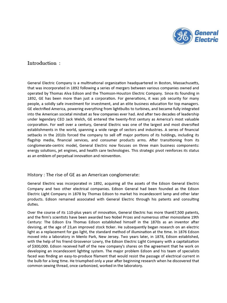 GE Introduction | Download Free PDF | General Electric | Incandescent ...