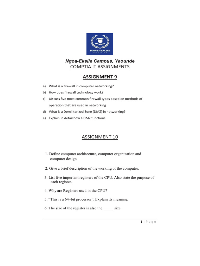 CompTIA IT Assignments 9 and 10 March 2024 | PDF