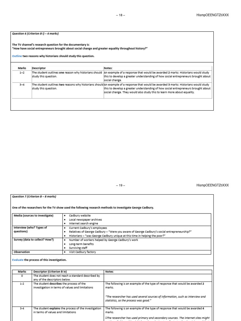 2015 Criterion B - Markscheme Sample | PDF | Entrepreneurship | Social Entrepreneurship